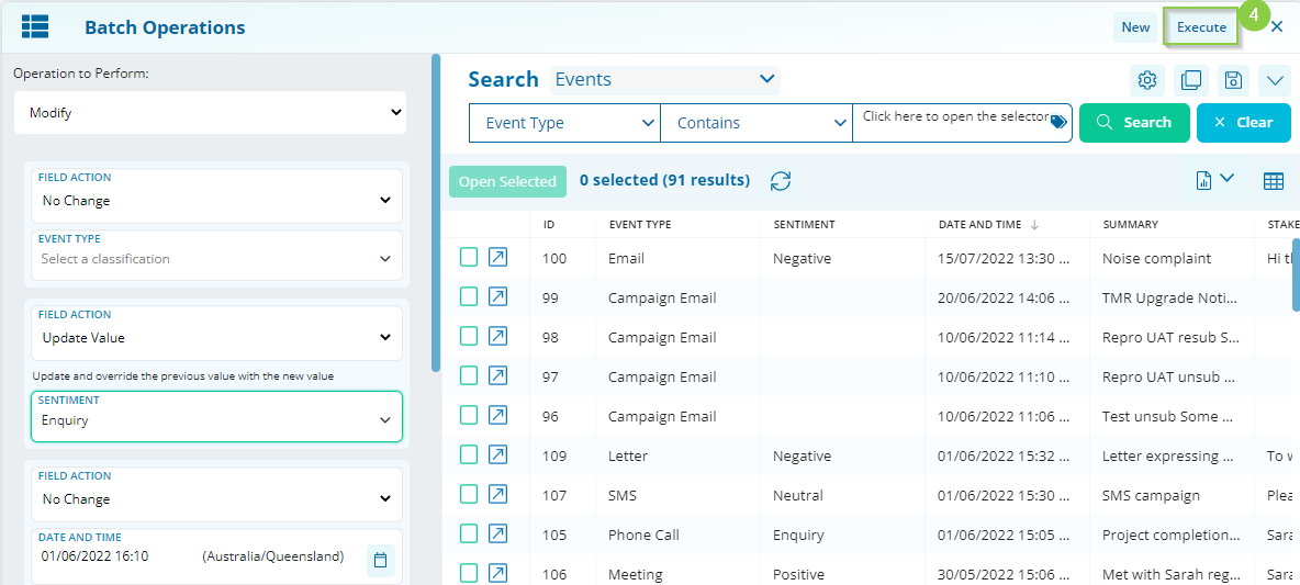 Updating Classifications using Batch Operations
